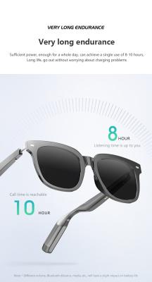 China 10 Hour Music Time Glossy Black Bluetooth Smart Glasses With Call Capacity 110mAh*2 for sale