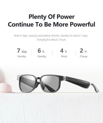 China Stereo Sound Black Bluetooth Sunglasses With Call 90mAh Capacity BT 5.1 Version 4-6 Hour Standby for sale