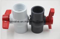 China Water Valve Connection Form Glue Red Handle UPVC PVC Compact Ball Valve with ABS Handle for sale