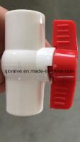 China Water Valve Connection Form Glue Red Handle UPVC PVC Compact Ball Valve with ABS Handle for sale