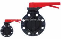 China Red Handle PVC Butterfly Valve for Supply Irrigation Dn100 Auto Sealed Driving Mode for sale