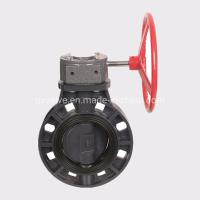 China Red Handle PVC Butterfly Valve for Supply Irrigation Dn100 Auto Sealed Driving Mode for sale