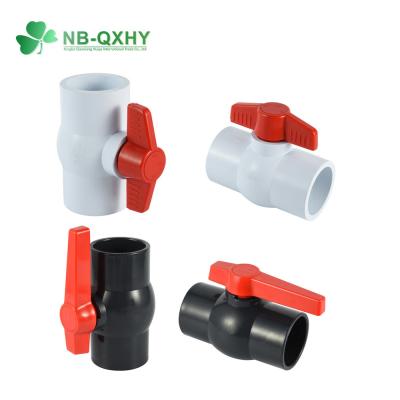 China Water Supply Pn10 Plastic PVC Compact Ball Valve with Butterfly Handle Socket/Thread for sale