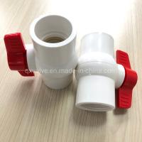 China 1/2-4 Inch Red Handle Pressure PVC White Ball Valve made of Glue Connection Form for sale
