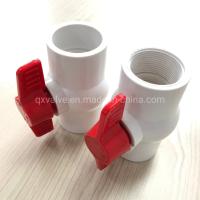 China 1/2-4 Inch Red Handle Pressure PVC White Ball Valve made of Glue Connection Form for sale