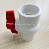 China 1/2-4 Inch Red Handle Pressure PVC White Ball Valve made of Glue Connection Form for sale