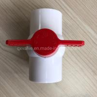 China 1/2-4 Inch Red Handle Pressure PVC White Ball Valve made of Glue Connection Form for sale