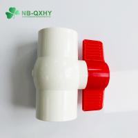 China Highly Durable ANSI Socket Red Handle White PVC Compact Ball Valve with UV Protection for sale
