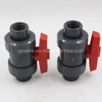 China Temperature Normal Temperature Light Gray PVC True Union Ball Valve with Red Handle for sale