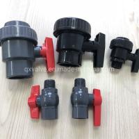 China Temperature Normal Temperature Light Gray PVC True Union Ball Valve with Red Handle for sale