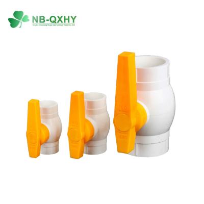 China Fixed Ball Valve for Water System PVC Plastic Yellow Handle Socket Straight Through Type for sale