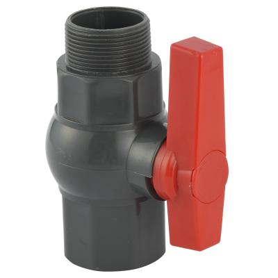 China Household Usage Red Handle Plastic Ball Valve with Male Female Threaded Structure for sale