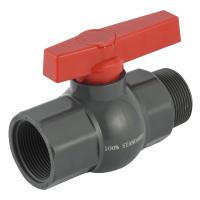 China Household Usage Red Handle Plastic Ball Valve with Male Female Threaded Structure for sale