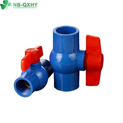 China Deep Blue Red Handle Building Materials Flexible Ball Valve for Water Supply System for sale