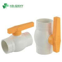 China PVC Straight Through Type Channel Plastic Ball Valve with Yellow Handle and Socket End for sale