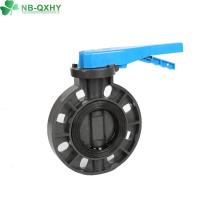 China Blue and Red Plastic Handle PVC Butterfly Valve for Irrigation Field Manual Driving Mode for sale