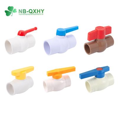 China Water Channel Straight Through Type PVC Ball Valves with Blue and Milk White Body for sale