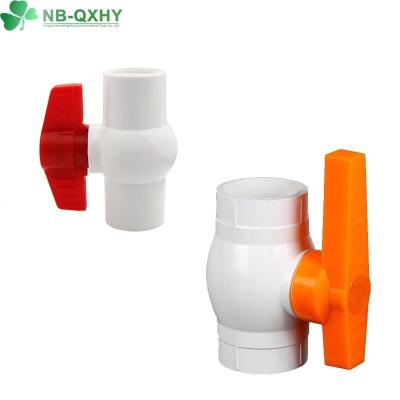 China Industrial Usage Red Butterfly Plastic Handle White PVC Ball Valve with ANSI Standard for sale