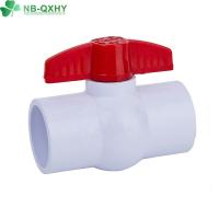 China Industrial Usage Red Butterfly Plastic Handle White PVC Ball Valve with ANSI Standard for sale