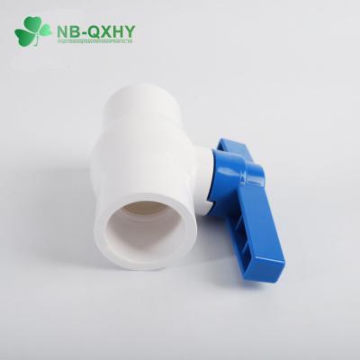 China ASTM Standard PVC Fixed Ball Valve with Blue Long Handle Structure and Samples for sale