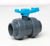 China Structure Fixed Ball Valve CPVC Light Grey Double Union Valve for Sewage Treatment for sale