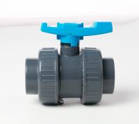 China Structure Fixed Ball Valve CPVC Light Grey Double Union Valve for Sewage Treatment for sale