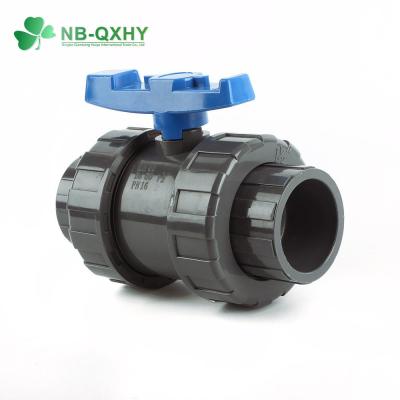 China 2021 Original Deep Gray QX Double Union Plastic Ball Valve with QX Design for sale