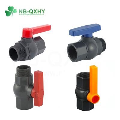 China Drain Water PVC Ball Valve with Male Female Threaded and Durable Blue Red Handle for sale