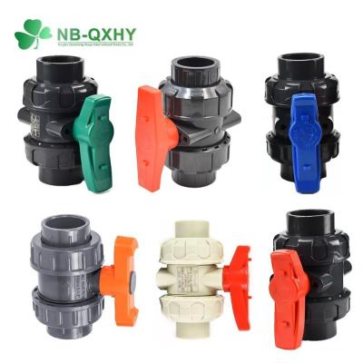 China Manual Black PVC/UPVC Plastic True Double Union Ball Valve with Different Handle Type for sale