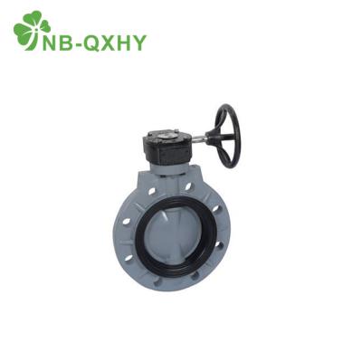 China PVC Manual Turbine Gear Type Flange Butterfly Valve for Water Industrial Applications for sale