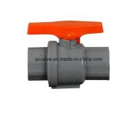 China Straight Through Type Channel Industrial Usage ABS Handle PVC Plastic 2PCS Ball Valve for sale