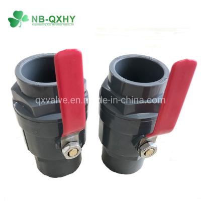 China Grey PVC Irrigation Water Flexible Ball Valve By Glue Connection Form for sale