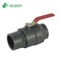 China PVC 2 Piece Valve with Straight Through Type and Two Stainless Steel Handle Ball Valve for sale