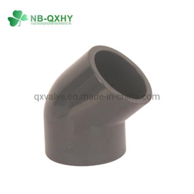China Pn16 UPVC 45deg Elbow with Socket Size From 20mm to 400mm Resistant to UV Radiation for sale