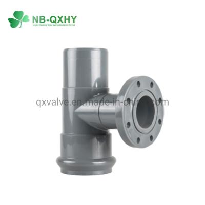 China DIN Standard Pn10 UPVC Tee with Rubber Type Connection Glue Size From 110mm to 315mm for sale
