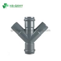 China 22.5deg Angle DIN Standard UPVC Tee with Two Side Rubber F/F/S Size 110mm-315mm Direct for sale
