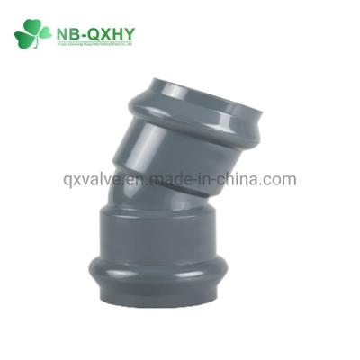 China Round Head Code Equal DIN Standard Pn10 UPVC Elbow 22.5deg Size From 63mm to 315mm for sale