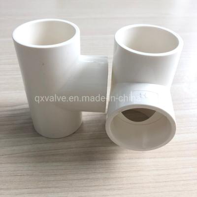 China Samples US 3/Piece PVC Pipe Fitting White UPVC Equal Tee 3 Way Connector Pn16 for sale