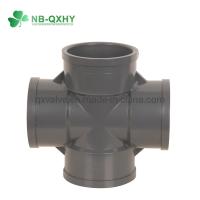 China QX DIN Pn16 Plastic UPVC Pipe Fittings 4 Way Cross Tee Connector Customized Request for sale
