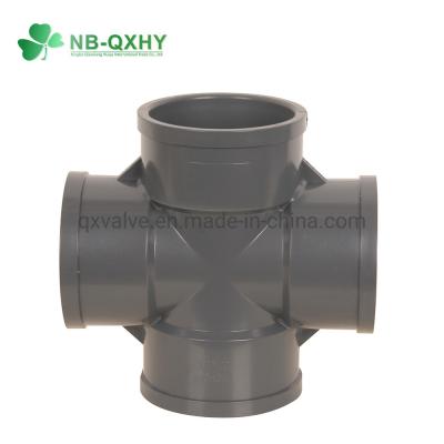 China QX DIN Pn16 Plastic UPVC Pipe Fittings 4 Way Cross Tee Connector Customized Request for sale
