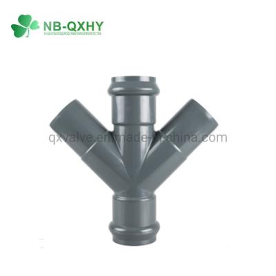 China Customizable Wall Thickness PVC Pipe Fitting Plastic 4 Way Tee Lateral Cross Pn10 for sale