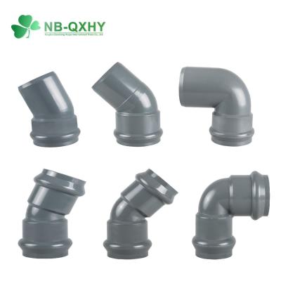 China 20mm to 400mm PVC UPVC Plastic Pipe Fitting Rubber Ring Joint Pipe Elbow Long-Lasting for sale