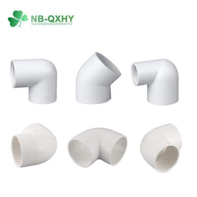 China Round Head Code Sch40 PVC Pipe Elbow for Glue Connection in Plastic Pipe Fitting for sale