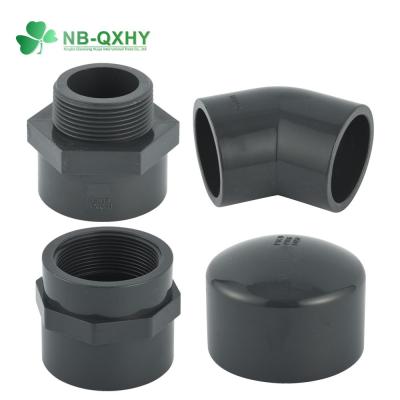China Customized Request QX Water Supply Pn16 PVC Pipe Fitting Adaptor Elbow Tee Coupling for sale