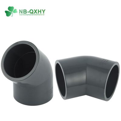 China 32mm 40mm PVC Pipe Fitting DIN Pn16 45 Degree Elbow for Water Supply Connection Usage for sale