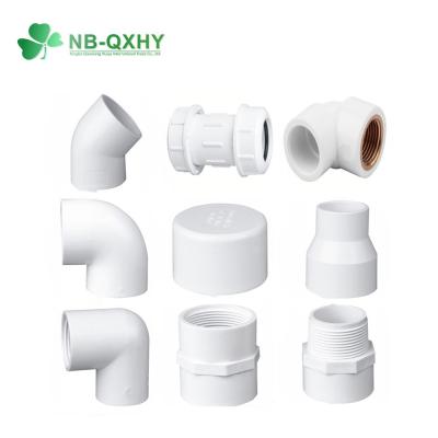 China White Sch40 UPVC Fitting Pipe Fitting Plug Adaptor Elbow Tee ASTM Standard 100% Material for sale