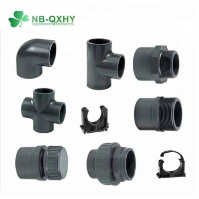 China Light Gray Plastic Equal Tee Pipe Fitting Pn10 PVC DIN Standard for High Temperature for sale