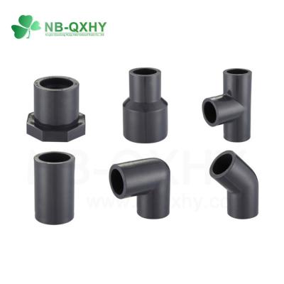 China 2-1/2 prime Glue Connection Plastic ASTM Sch80 Pn16 PVC UPVC Elbow Tee Pipe Fittings for sale