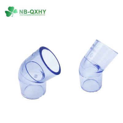 China Forged UPVC PVC Plastic ASTM Sch80 Standard Elbow Transparent Clear Tee Pipe Fittings for sale