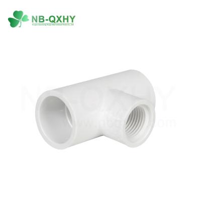China High Pressure Rating 6000LBS PVC Reducing Female Tee with Lateral 90°Tee Design for sale